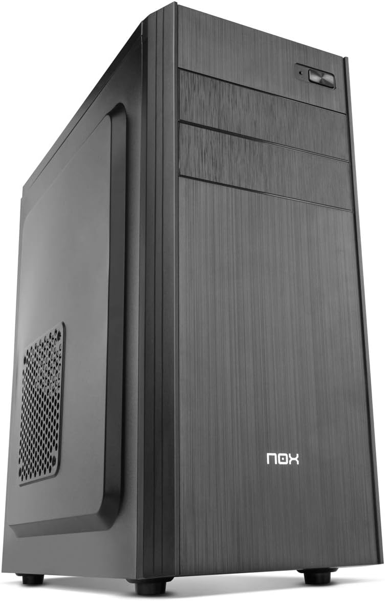 NOX datorchassi, front med borstad yta, förinstallerad ATX 500W ...